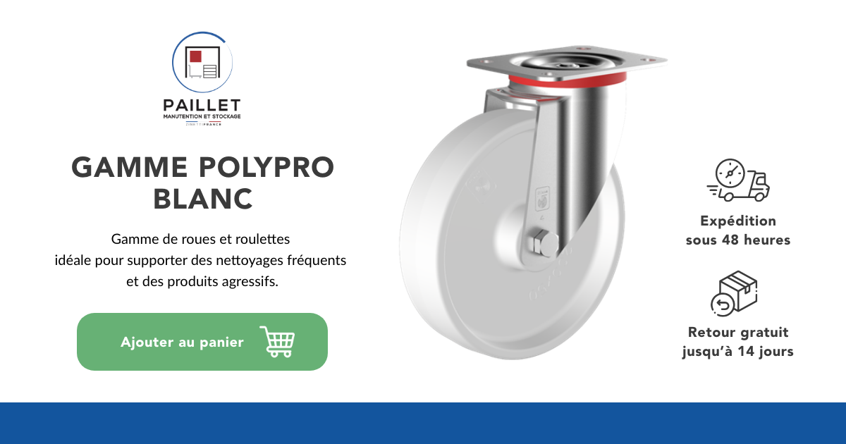Roulettes Polypro Blanc - Paillet Manutention et Stockage
